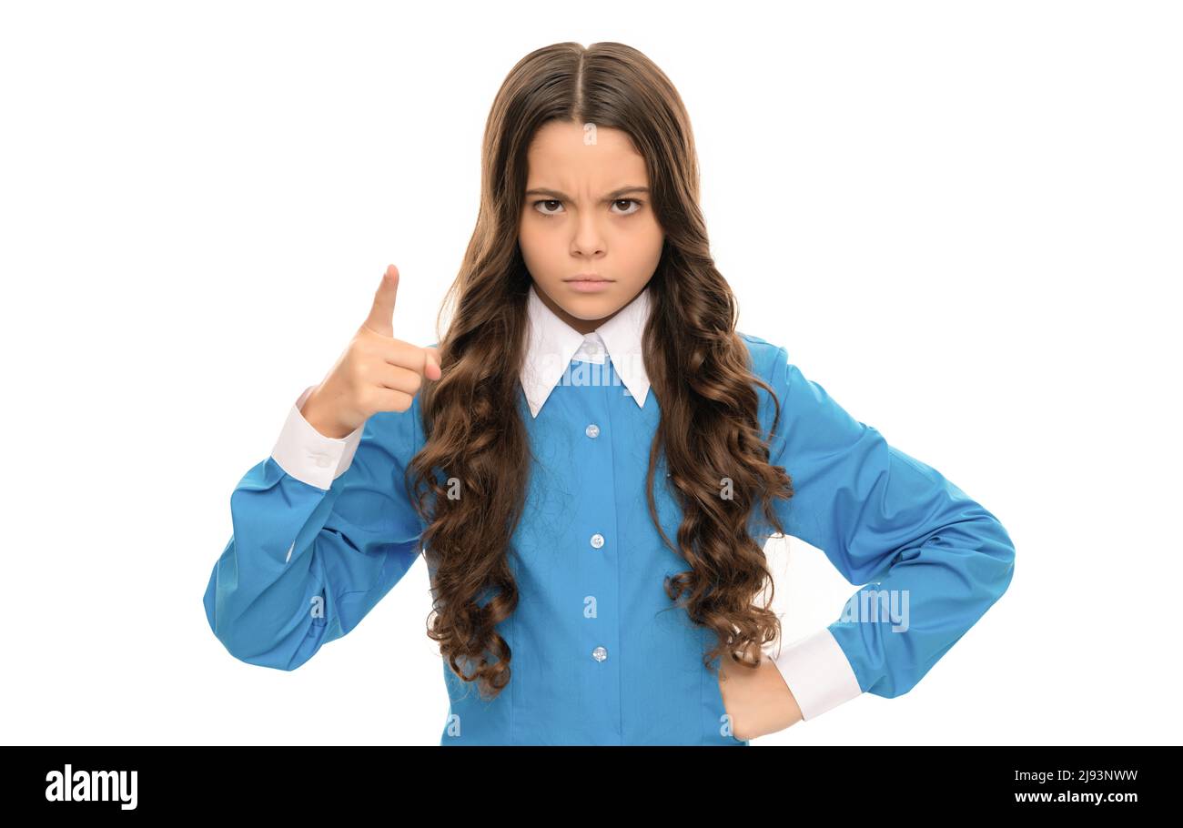 portrait of angry child isolate on white background. express positive ...