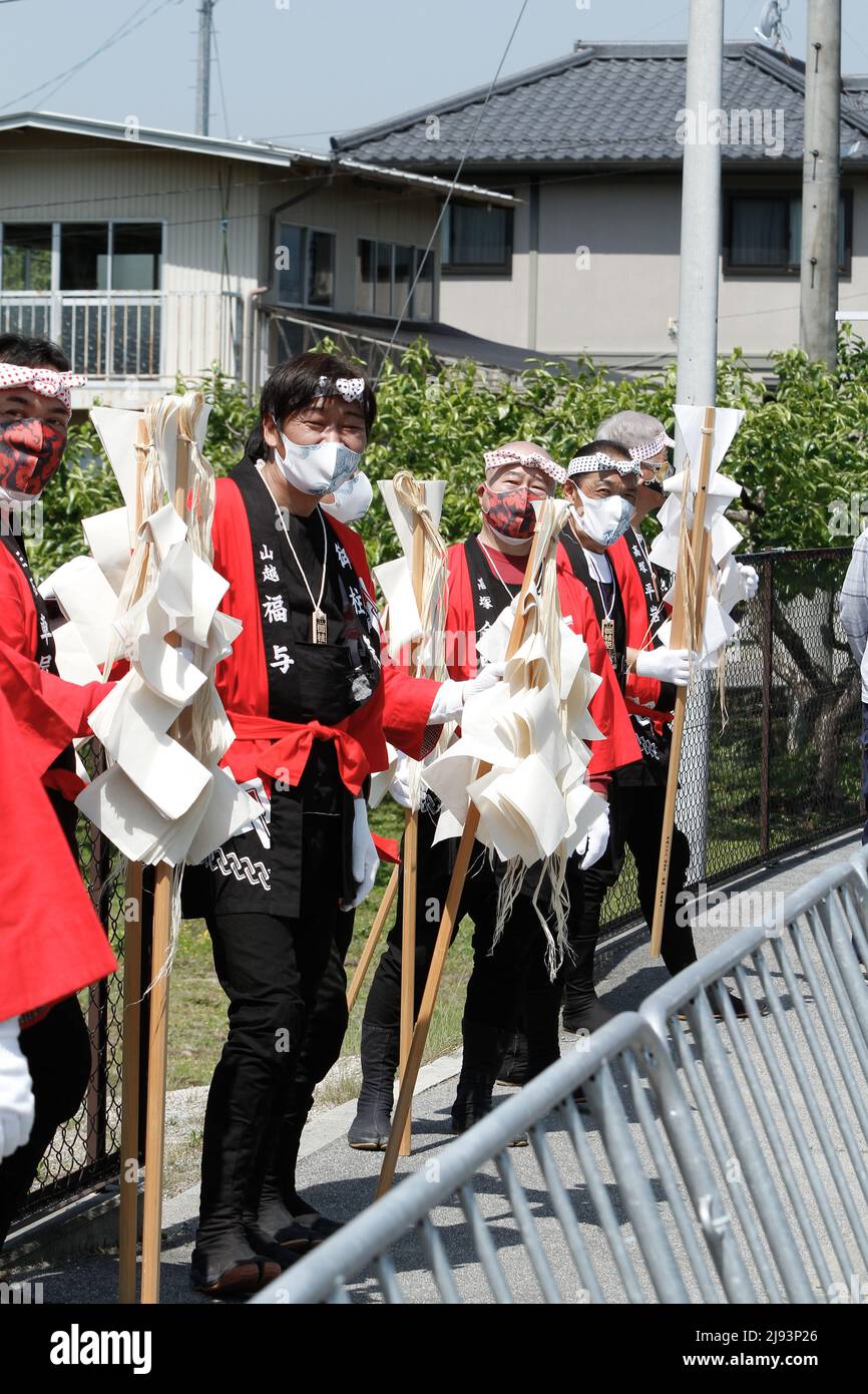 iida, nagano, japan, 2022/19/05 , performers of a traditional japanese ...