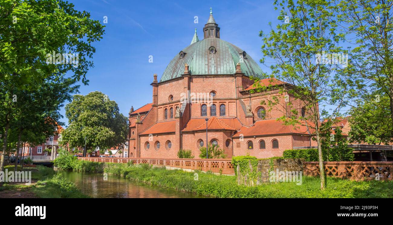 Panorama of the historic Augustinus church at the Vechte river in ...