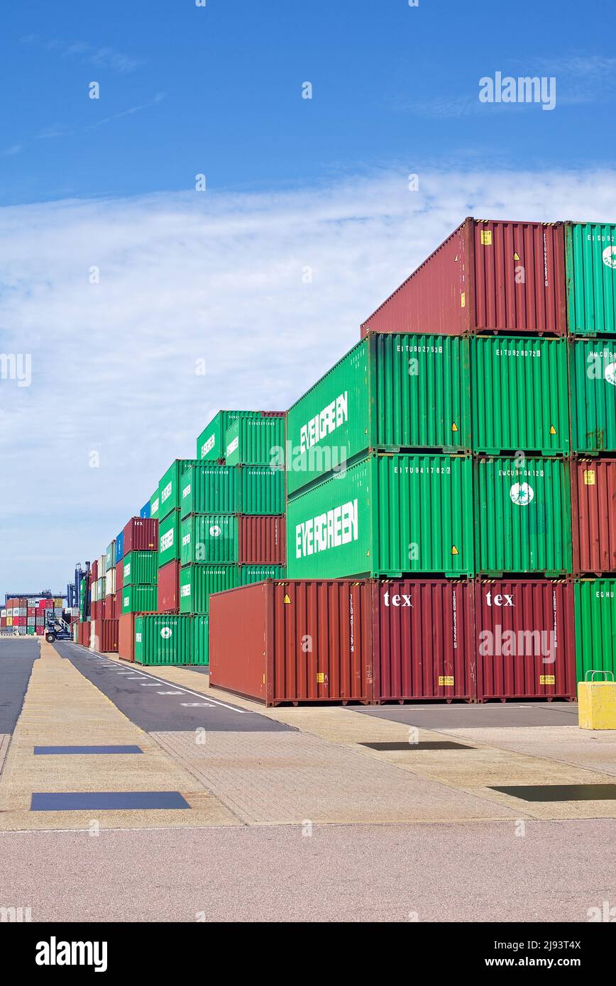Dockside container yard at the Port of Felixstowe, Suffolk, UK Stock ...