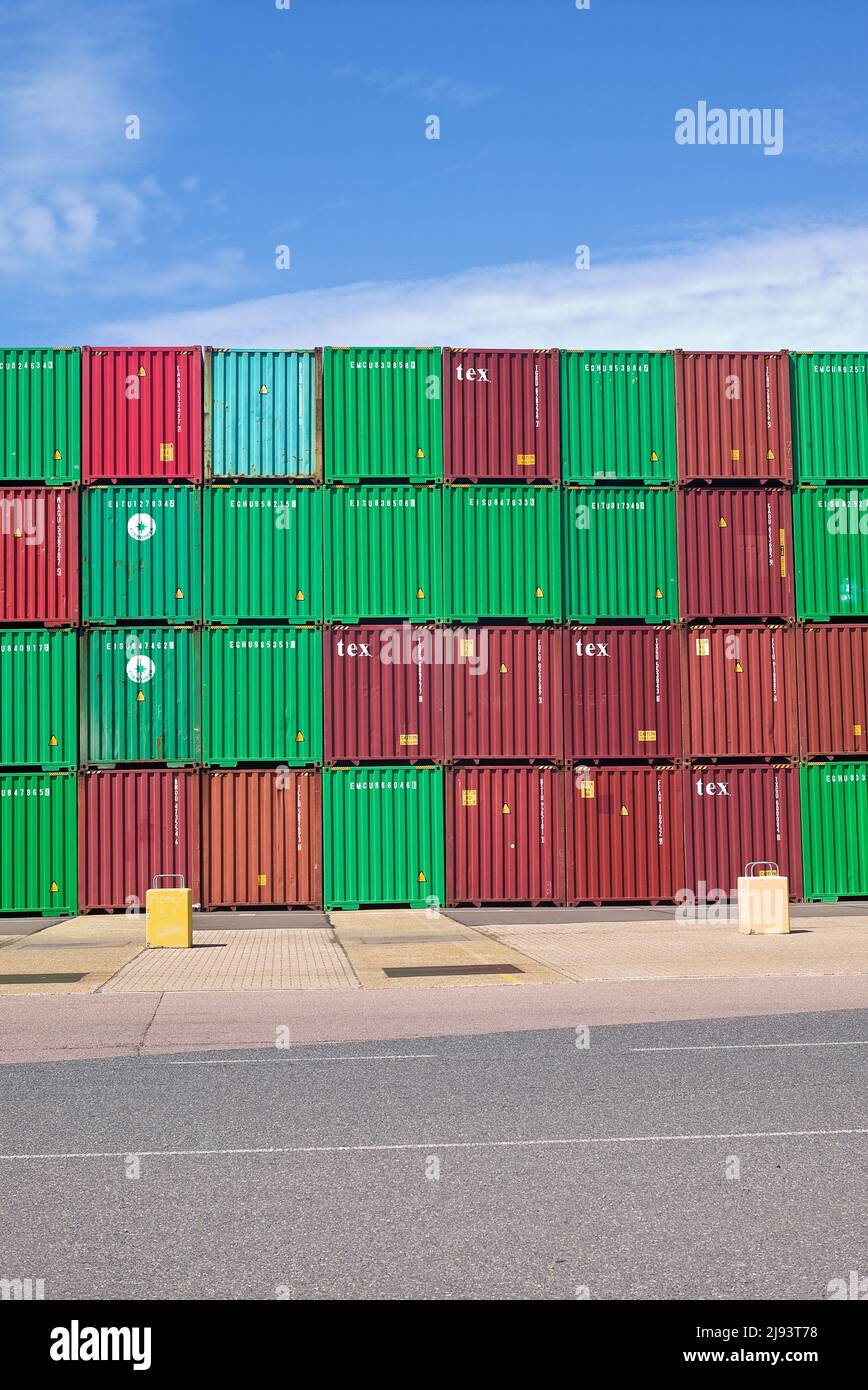 Dockside container yard at the Port of Felixstowe, Suffolk, UK Stock ...
