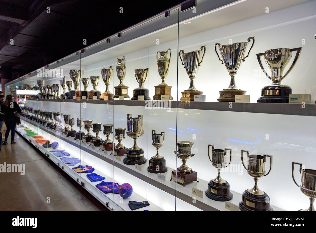 Trophies in the FC Barcelona Museum, in the Camp Nou stadium (Barcelona ...