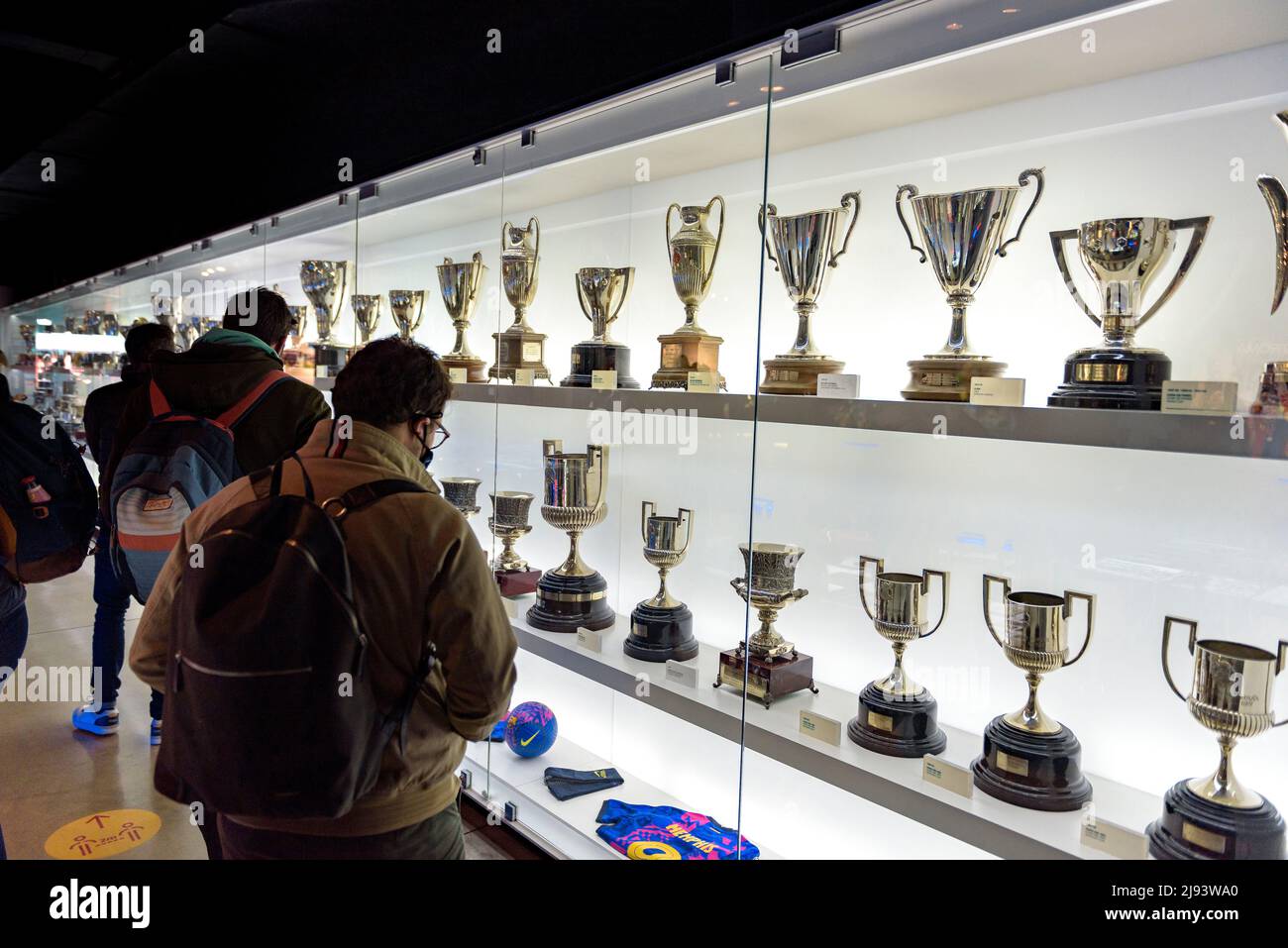 Trophies in the FC Barcelona Museum, in the Camp Nou stadium (Barcelona ...