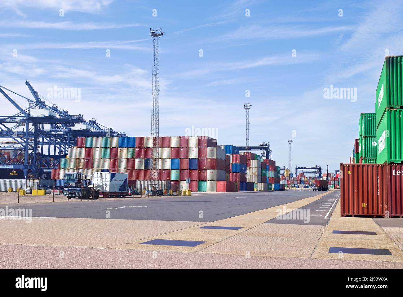 Dockside container yard at the Port of Felixstowe, Suffolk, UK Stock ...