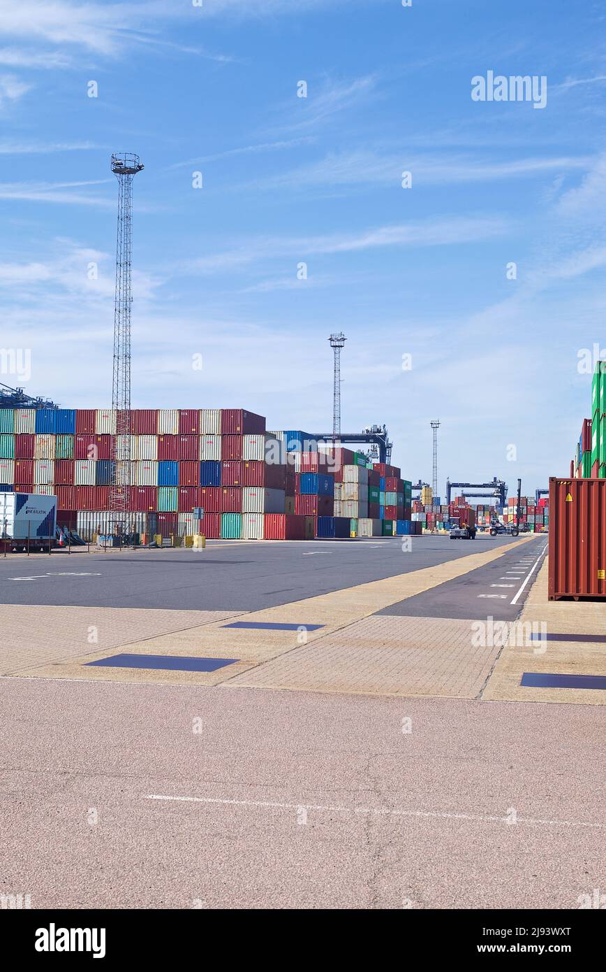 Dockside container yard at the Port of Felixstowe, Suffolk, UK Stock ...