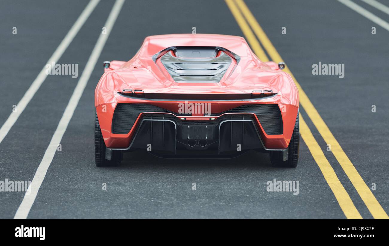 Ferrari on a race track from behind - 3d rendering Stock Photo - Alamy