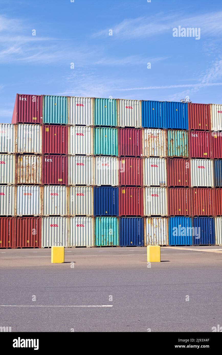 Dockside container yard at the Port of Felixstowe, Suffolk, UK Stock ...