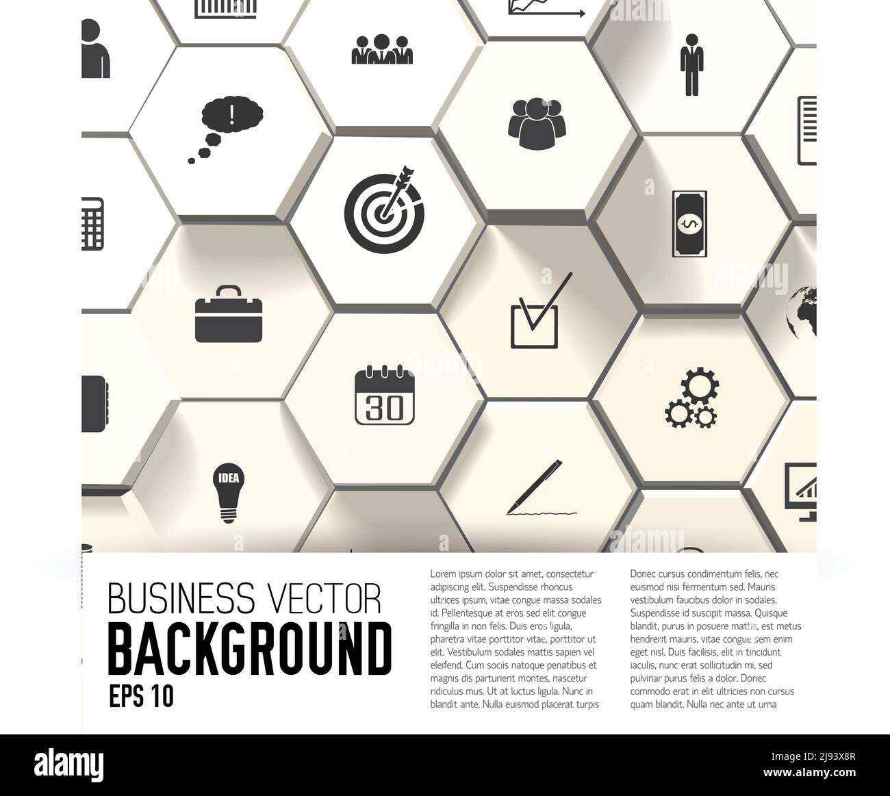 Business icons on abstract background with text field flat vector ...