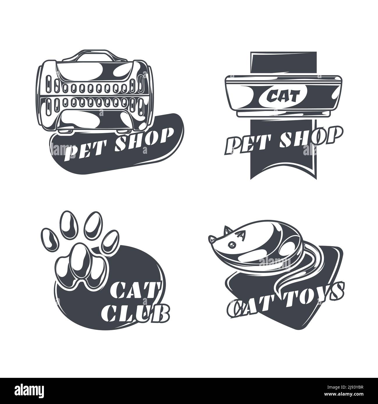 Set of cat's emblems, labels, badges, logos. Isolated on white Stock ...