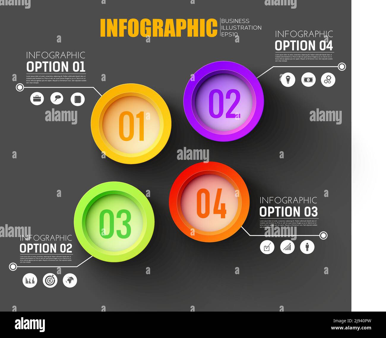 Business infographic layout for website with four colorful option ...