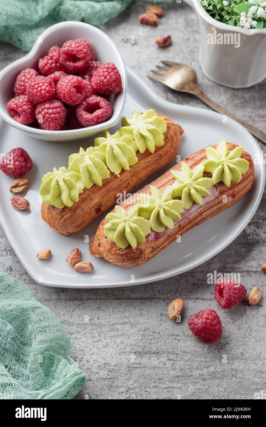 Traditional French dessert sweet eclairs Stock Photo - Alamy