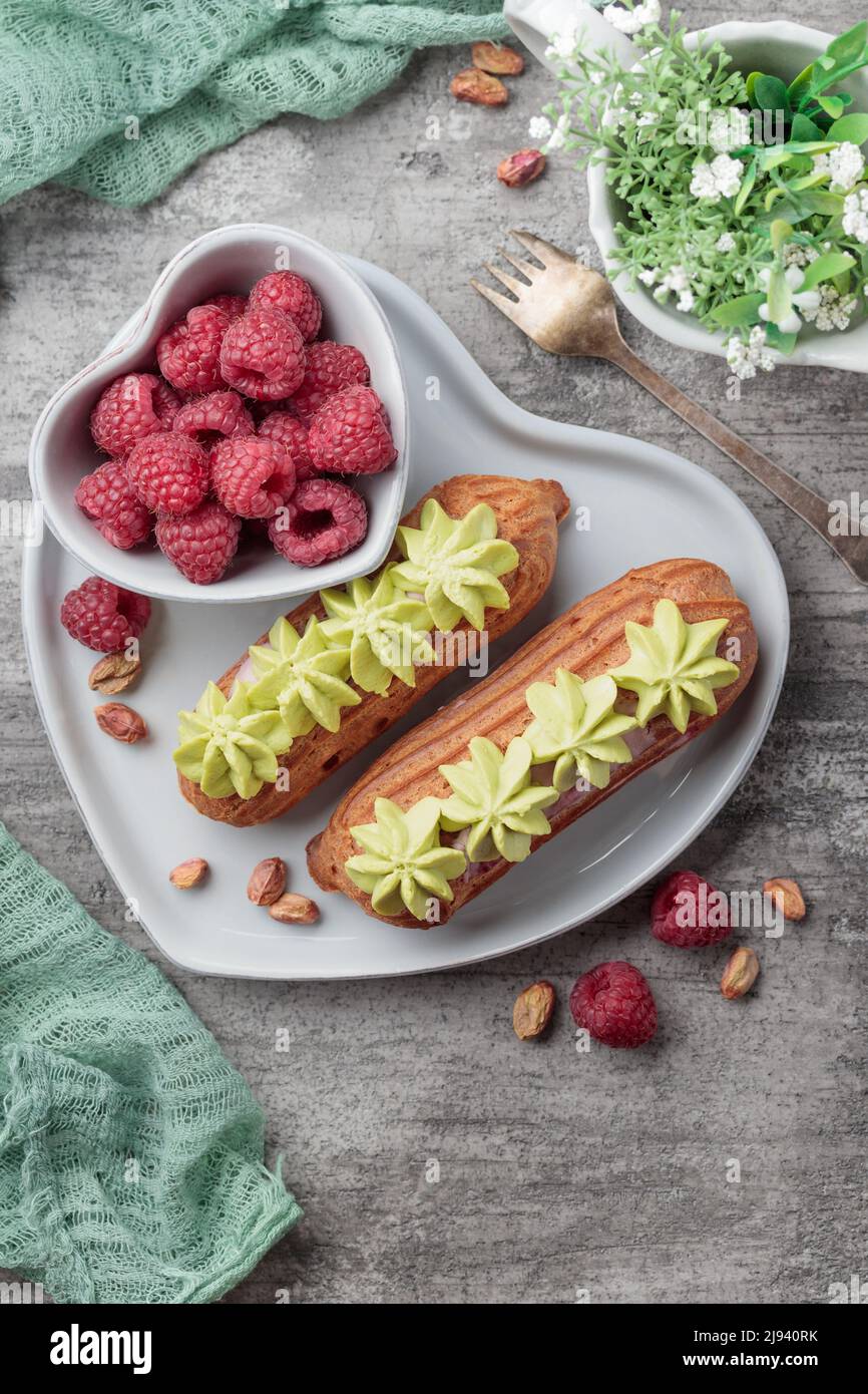 Traditional French dessert sweet eclairs Stock Photo - Alamy