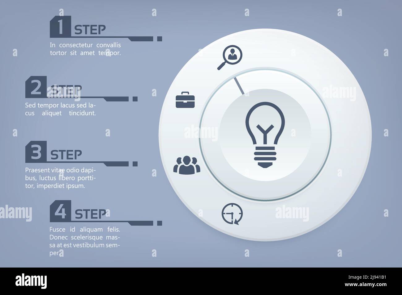 Interactive infographic concept with gray control button four options ...