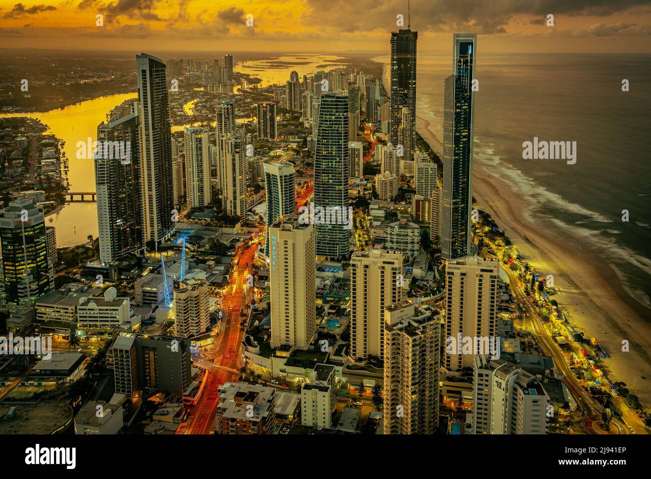 Surfers Paradise, Gold Coast, Australia - City skyline illuminated at ...