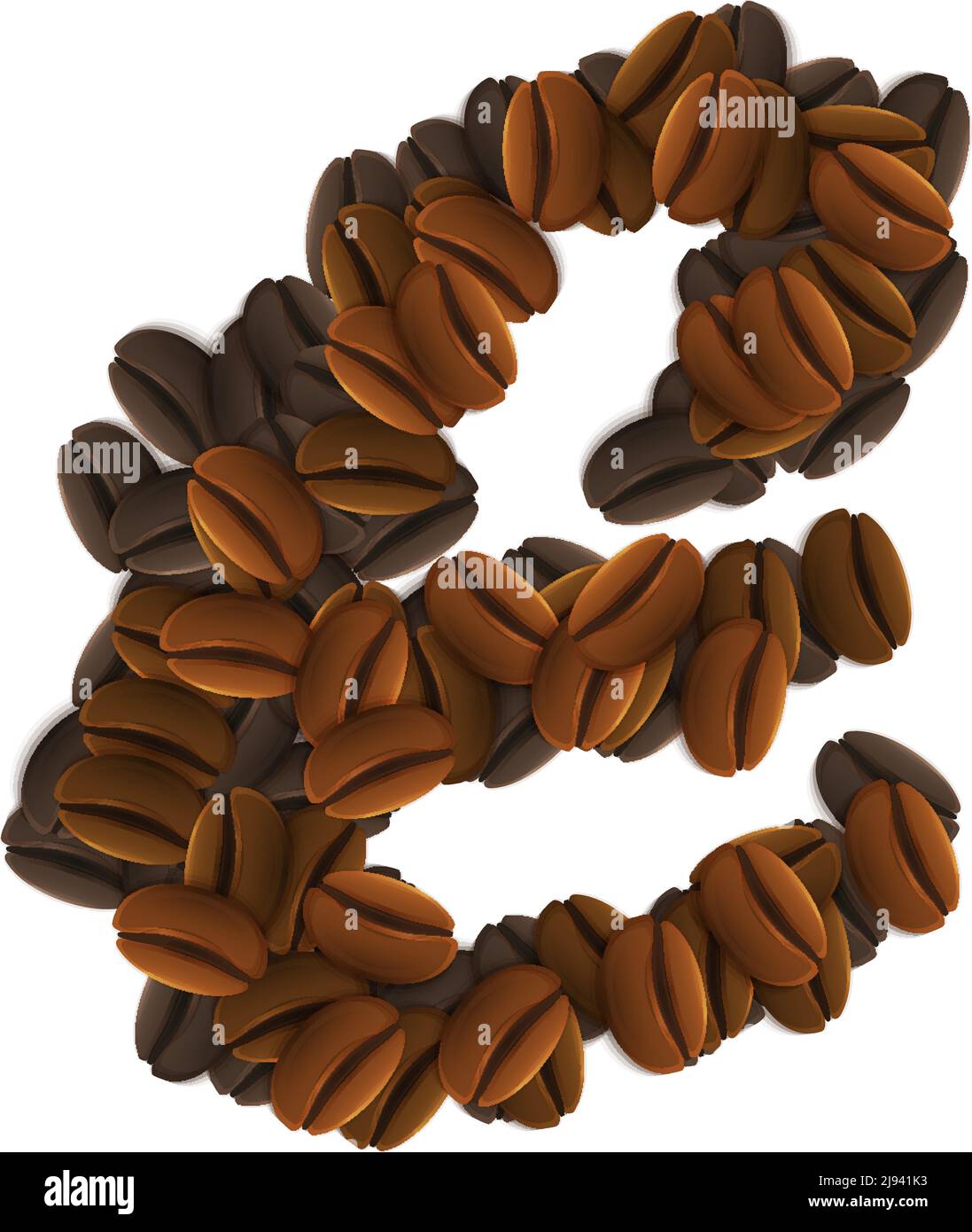 Design Icon Object with letter E made of coffee beans isolated vector ...