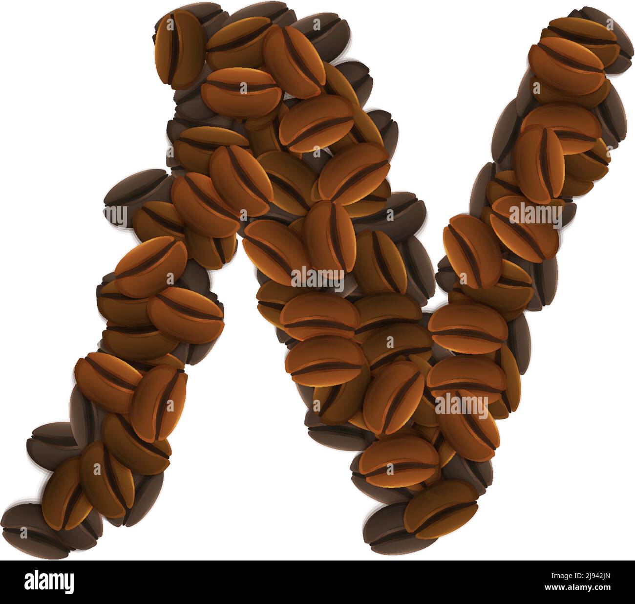 Design Icon Object with letter N made of coffee beans isolated vector ...