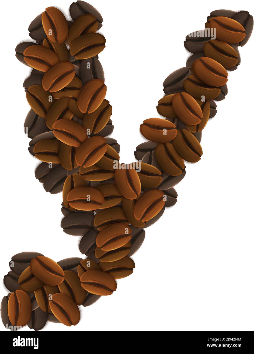 Letter Design Icon Object with Y made of coffee beans isolated vector ...