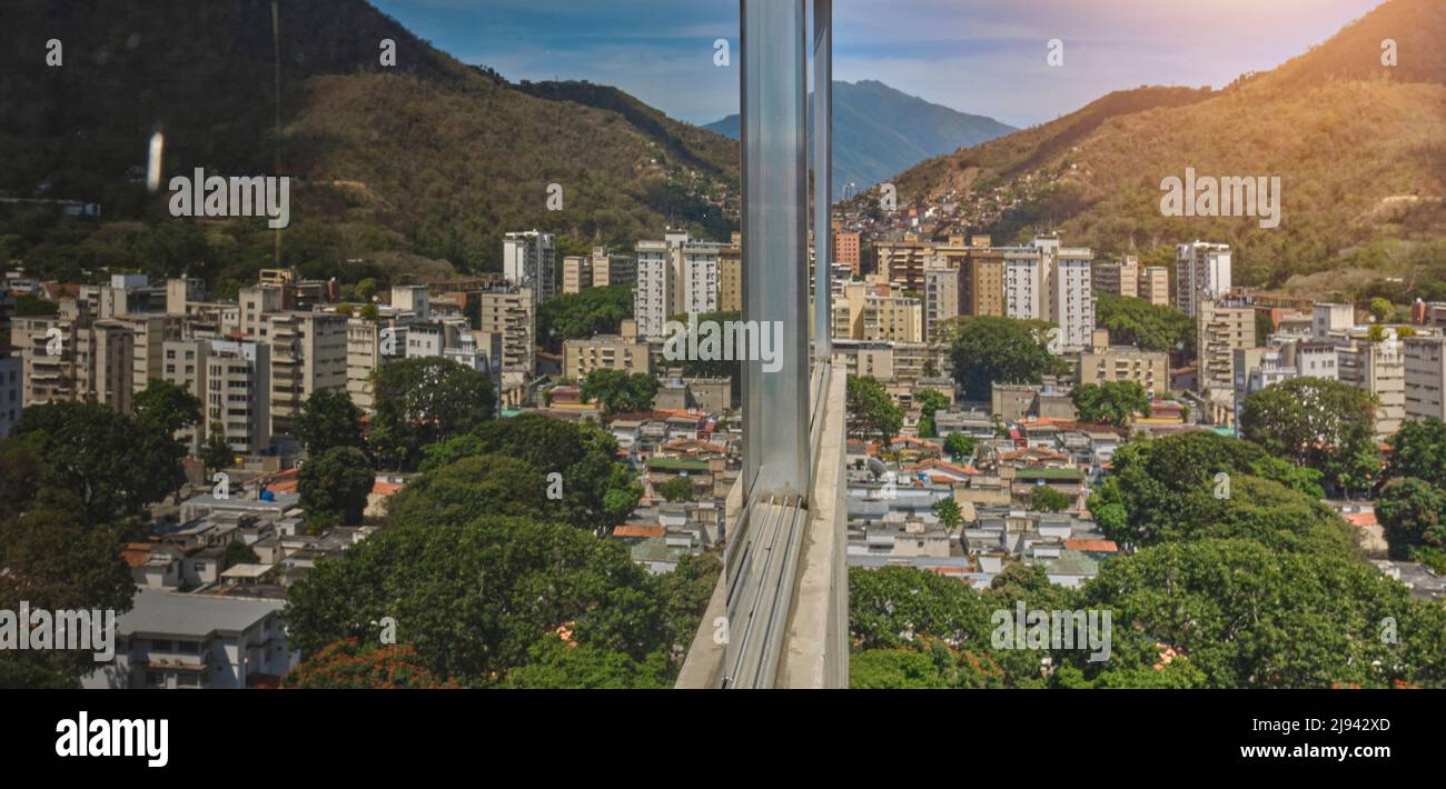 Venezuela, Caracas, window view and city reflection Stock Photo - Alamy