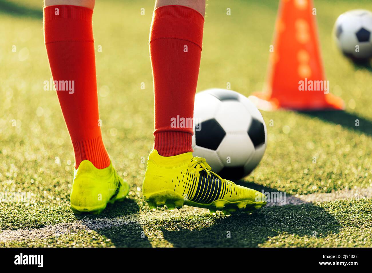 Football training background. Sporty children on football summer camp ...
