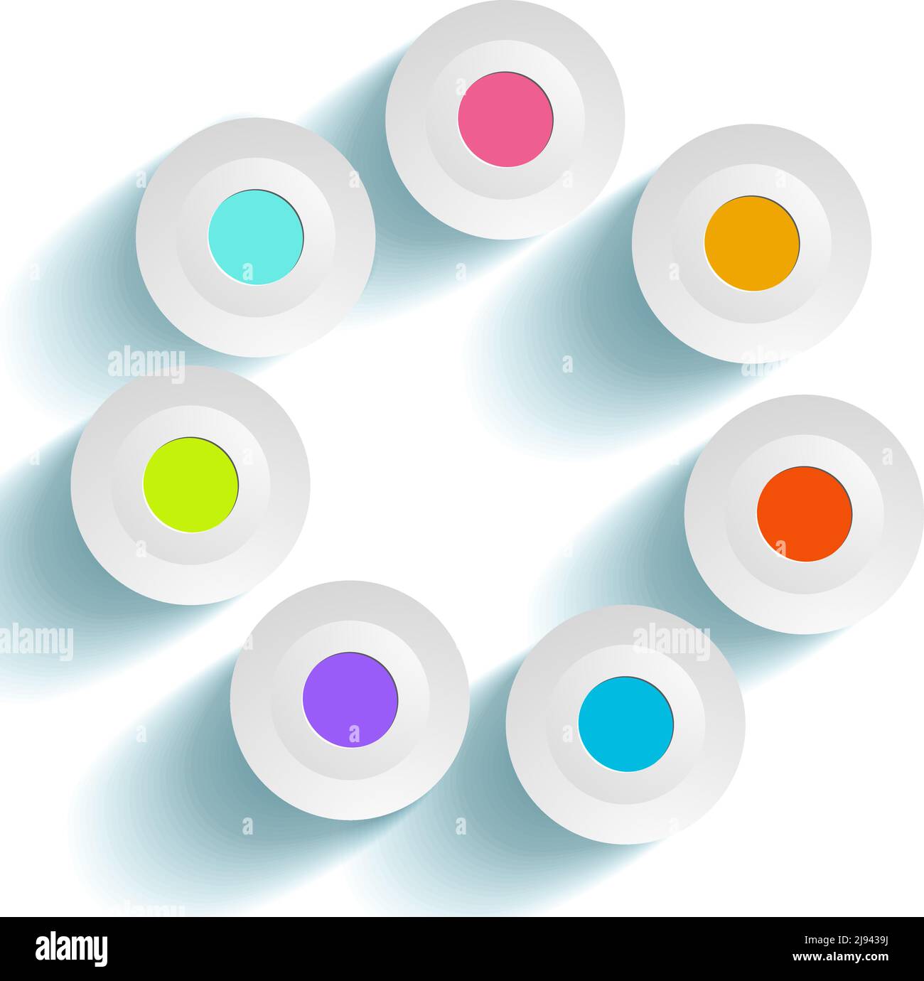 Business web elements set with colorful round buttons on white ...