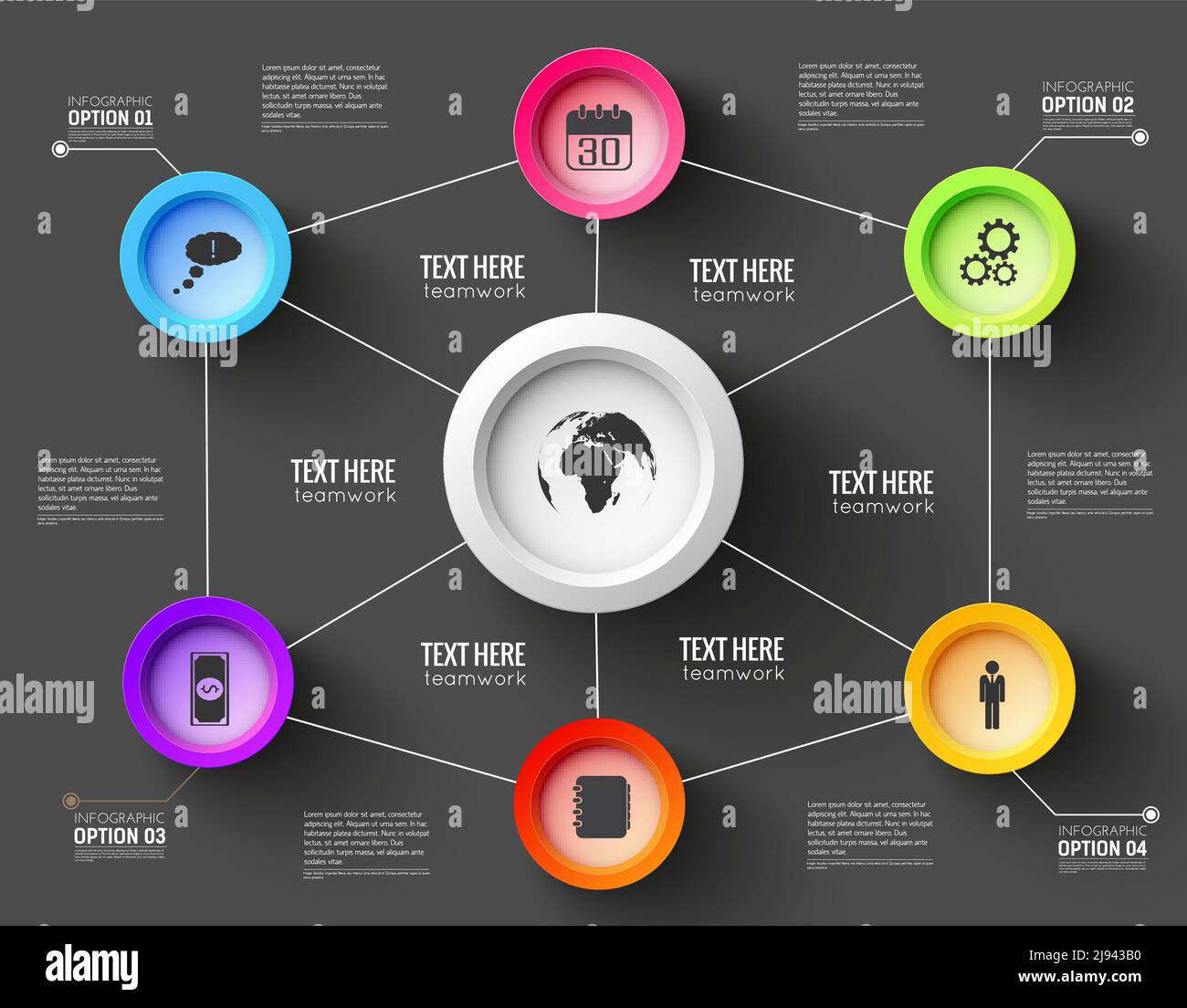 Network infographic template for presentation with lines and functional ...