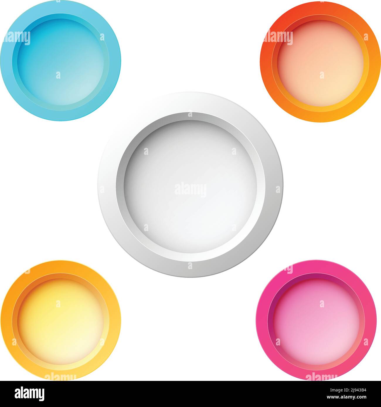 Set of five colorful round buttons for website, internet or ...