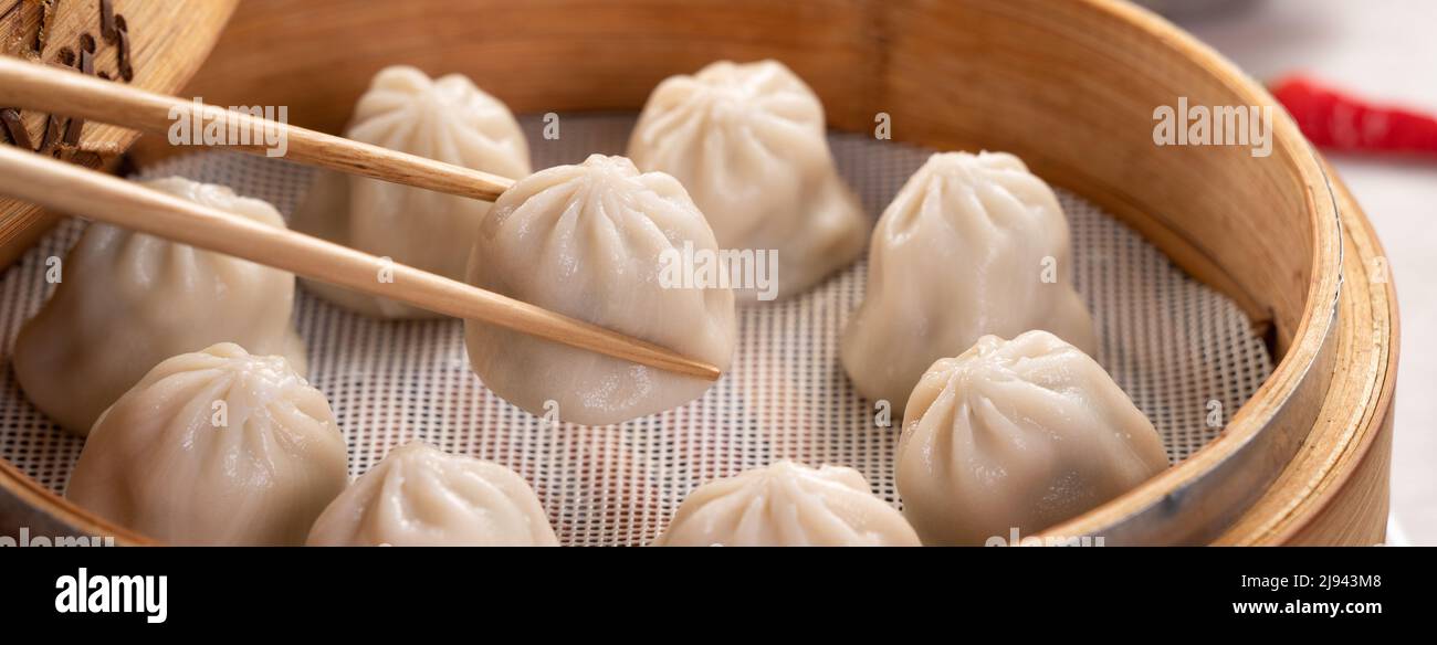 Steamed pork soup dumplings named Xiao long bao in Taiwan, Taiwanese ...