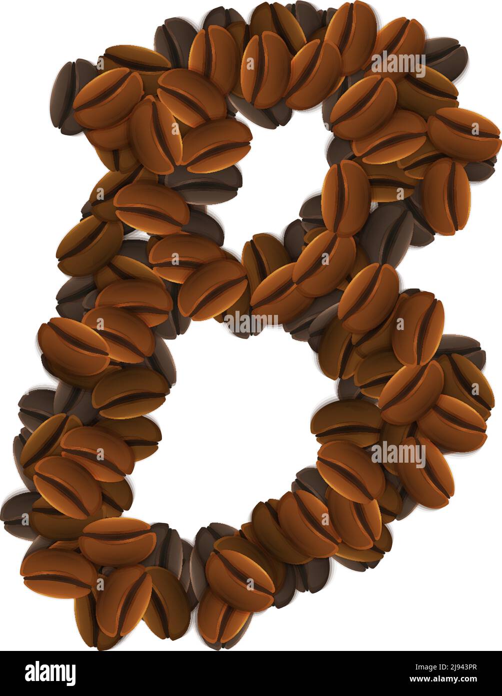 Design Icon Object with letter B made of coffee beans isolated vector ...