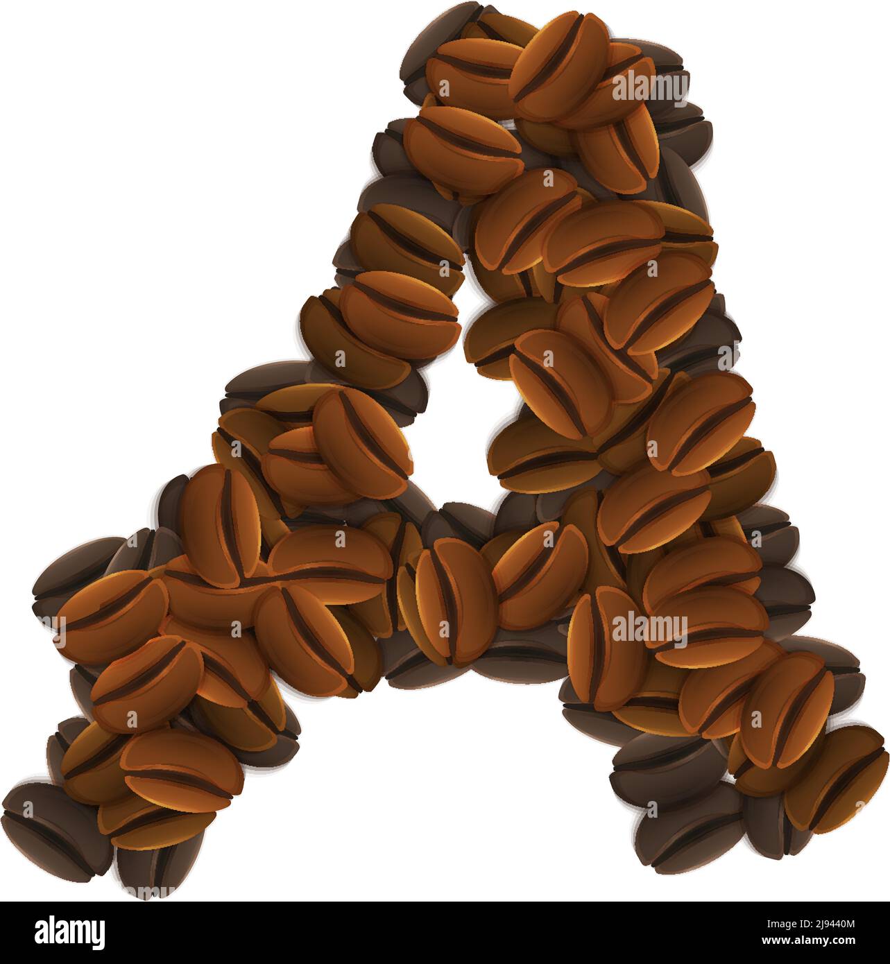 Letter Design Icon Object with A made of coffee beans isolated vector ...