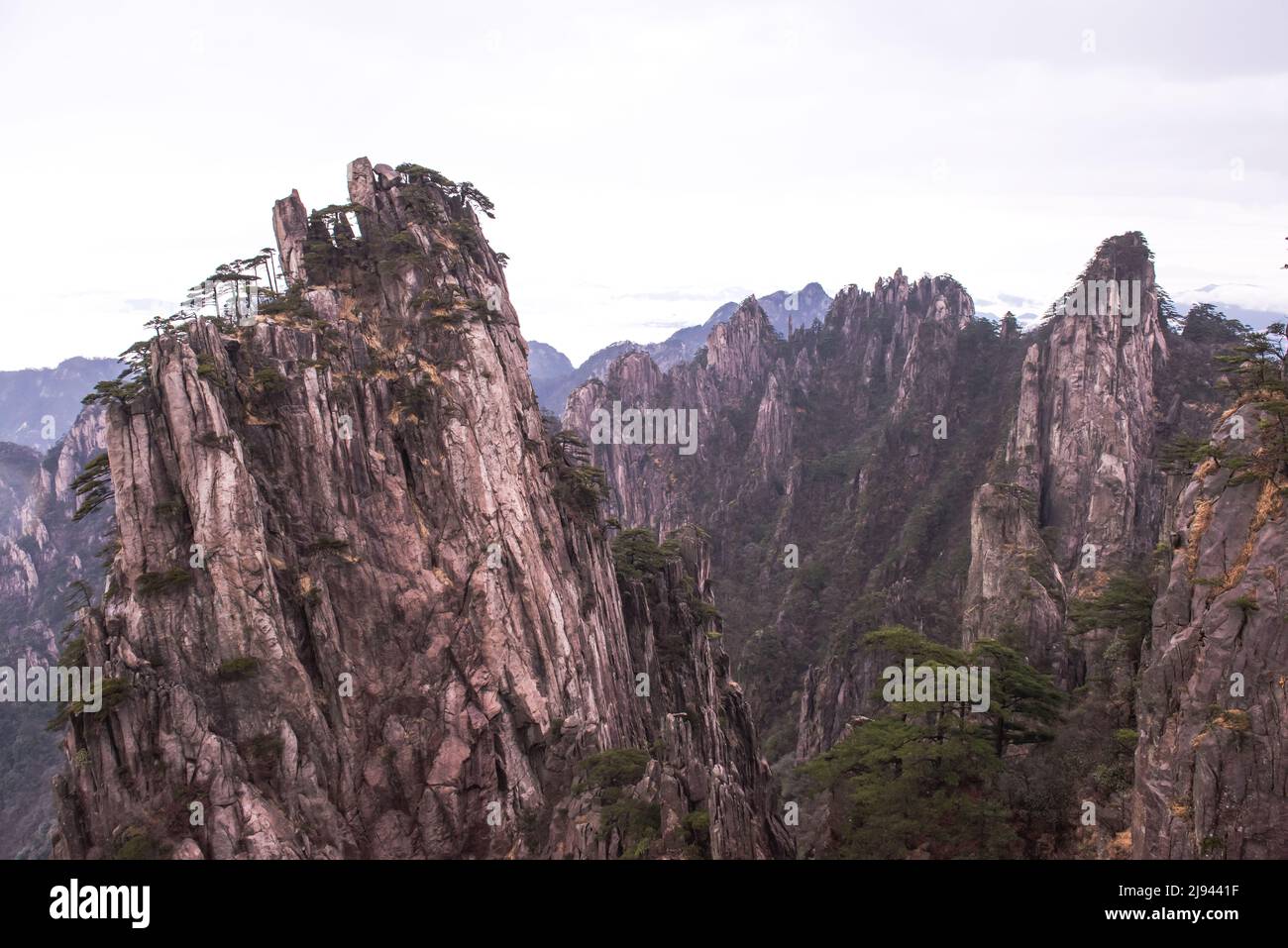 Wonderful and curious sea of clouds at beautiful Huangshan mountain landscape in China Stock ...