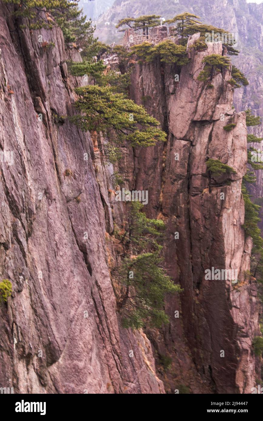 Wonderful and curious sea of clouds at beautiful Huangshan mountain landscape in China Stock ...