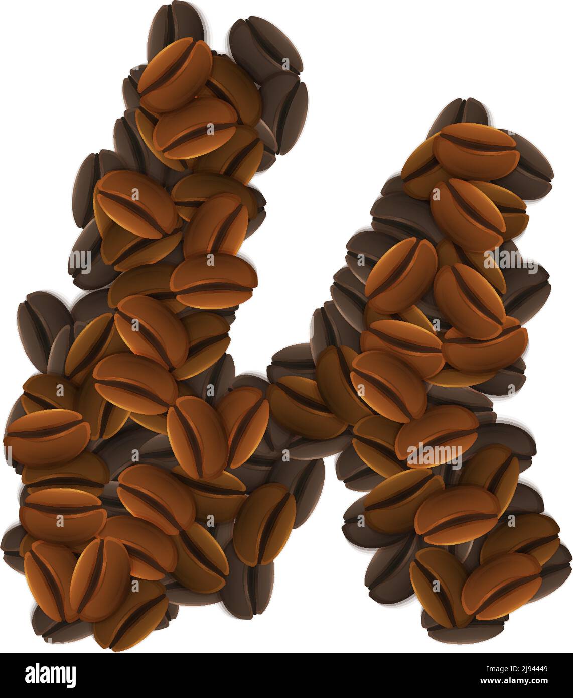 Letter Design Icon Object with U made of coffee beans isolated vector ...