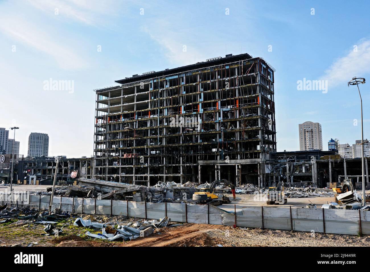 View of a destroyed Retroville shopping mall in Kyiv. Retroville ...