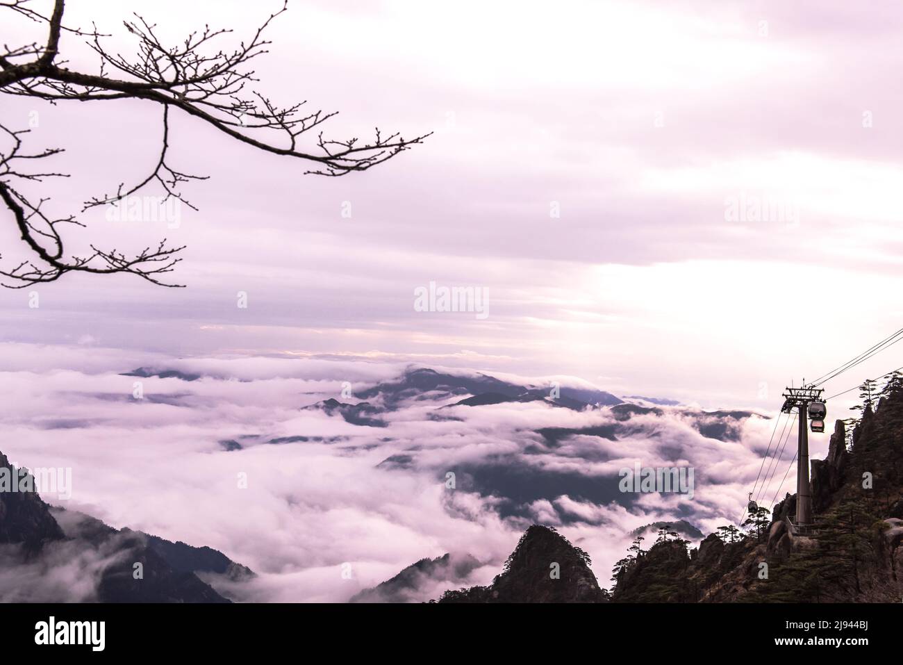 Wonderful and curious sea of clouds at beautiful Huangshan mountain landscape in China Stock ...