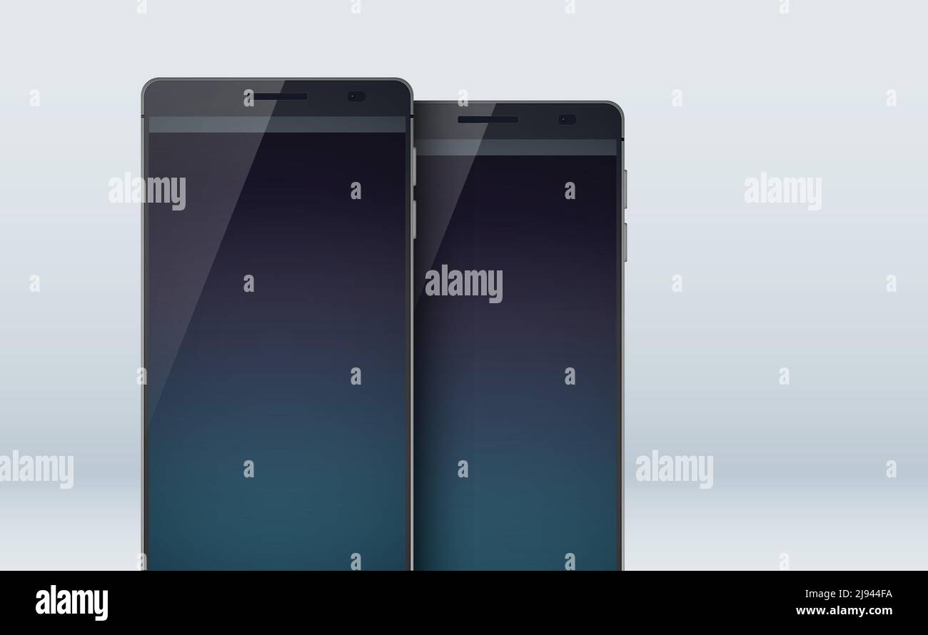Modern concept set smart phones collection with two realistic black ...