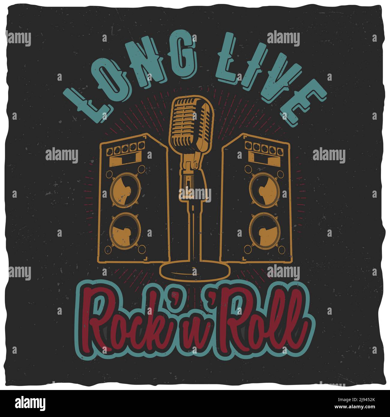 Rock'n'roll poster with words long live rock'n'roll to design for t ...