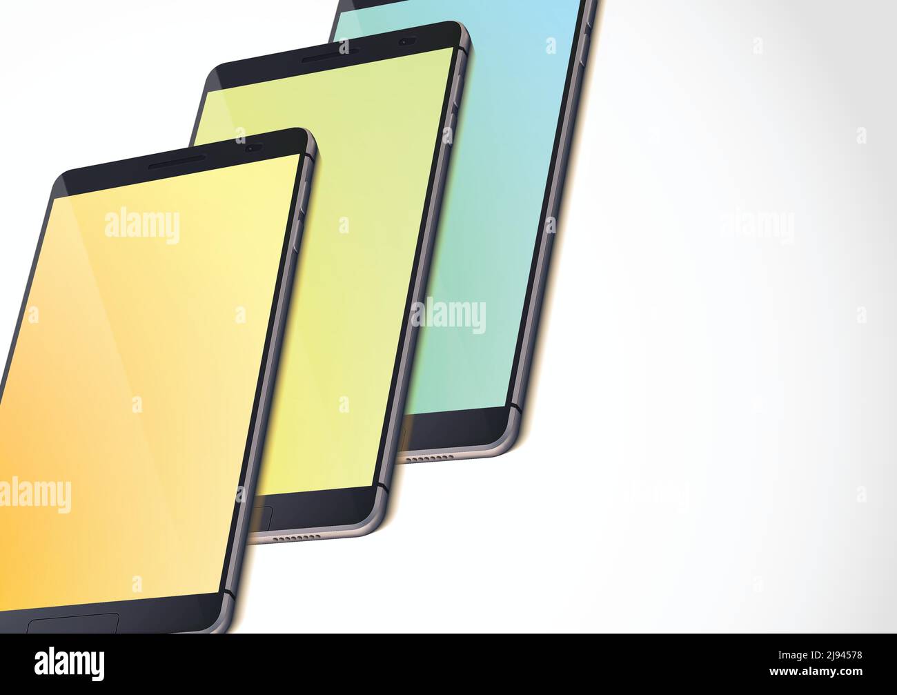 Modern portable gadgets template with realistic smartphones and ...