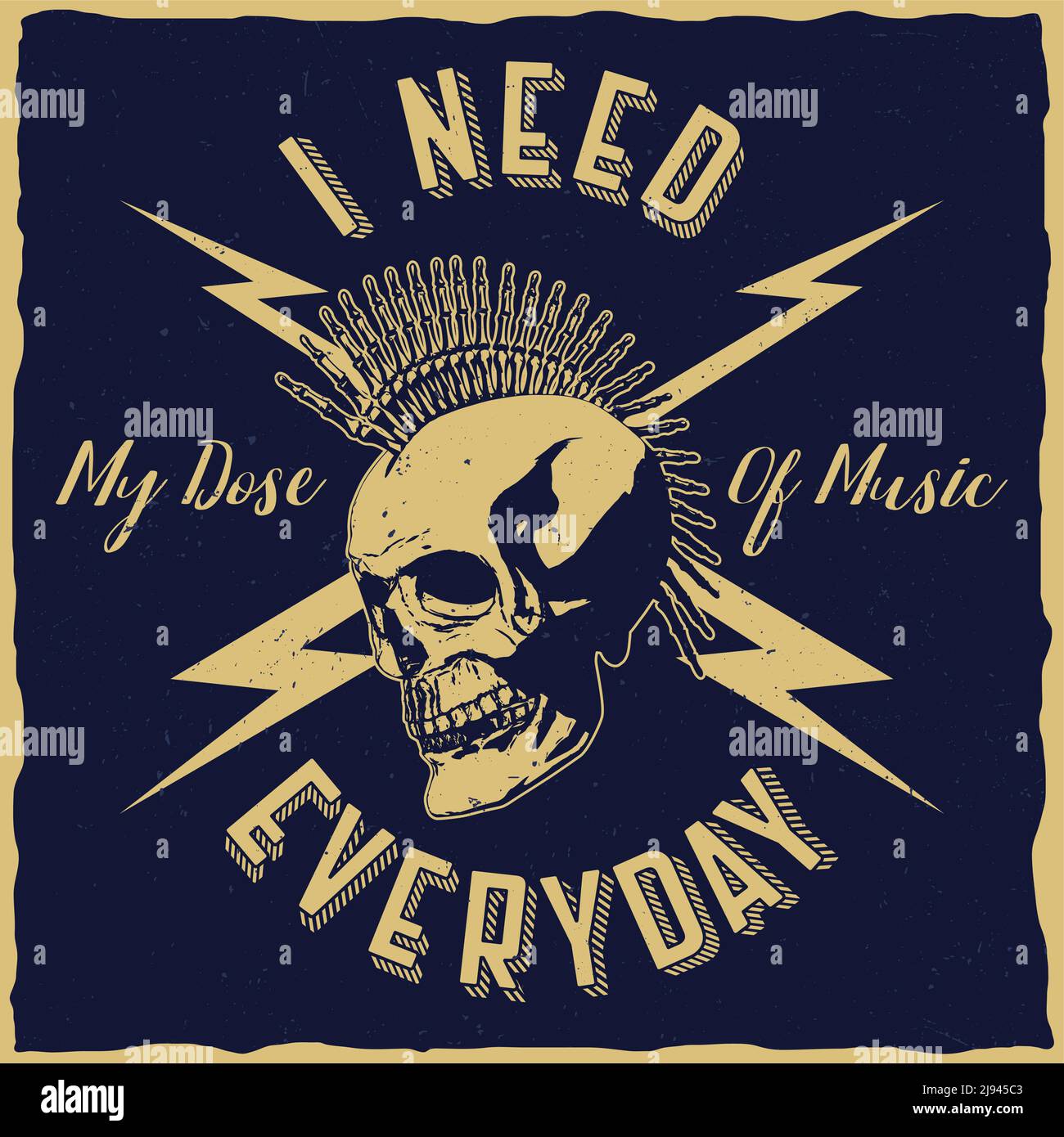 Rock music poster with phrase i need my dose of music everyday vector ...