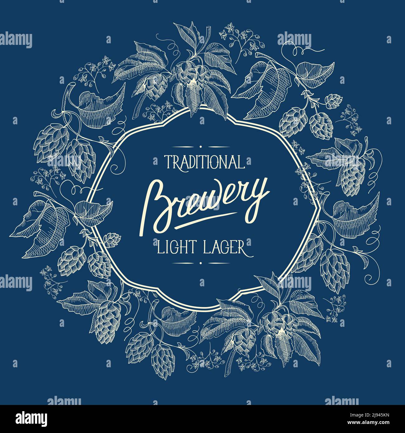 Original circle two colored figured frame ornament card with hop ...