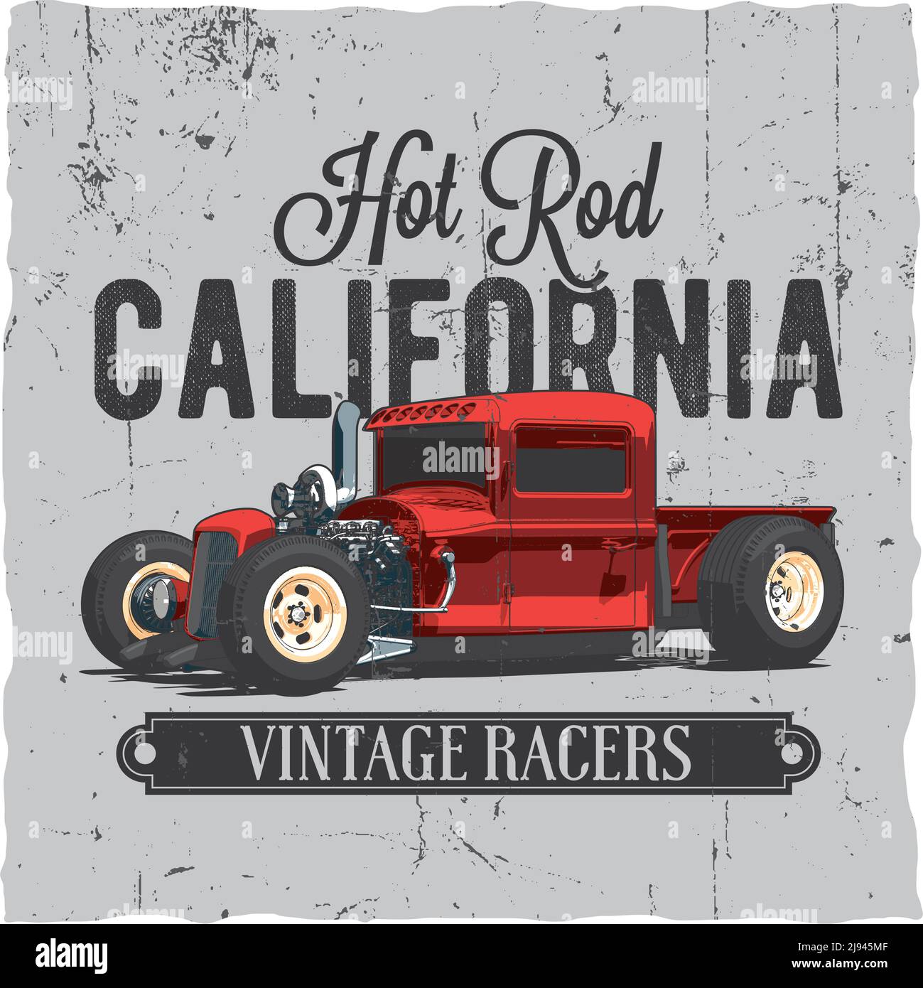 Hot rod california vintage poster for label design for t-shirt and ...