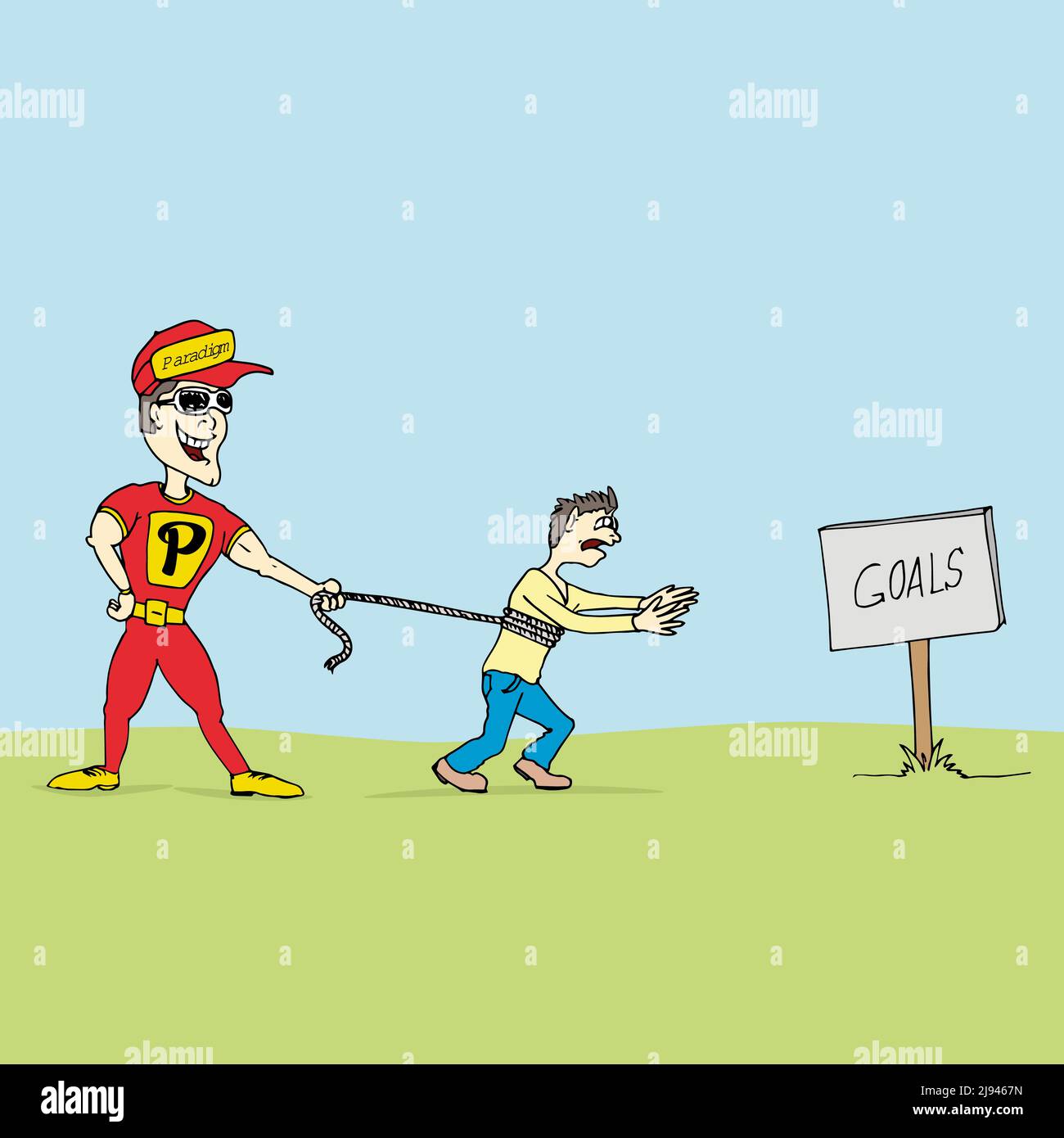 When your paradigns hold you back from your goals, vector cartoon ...