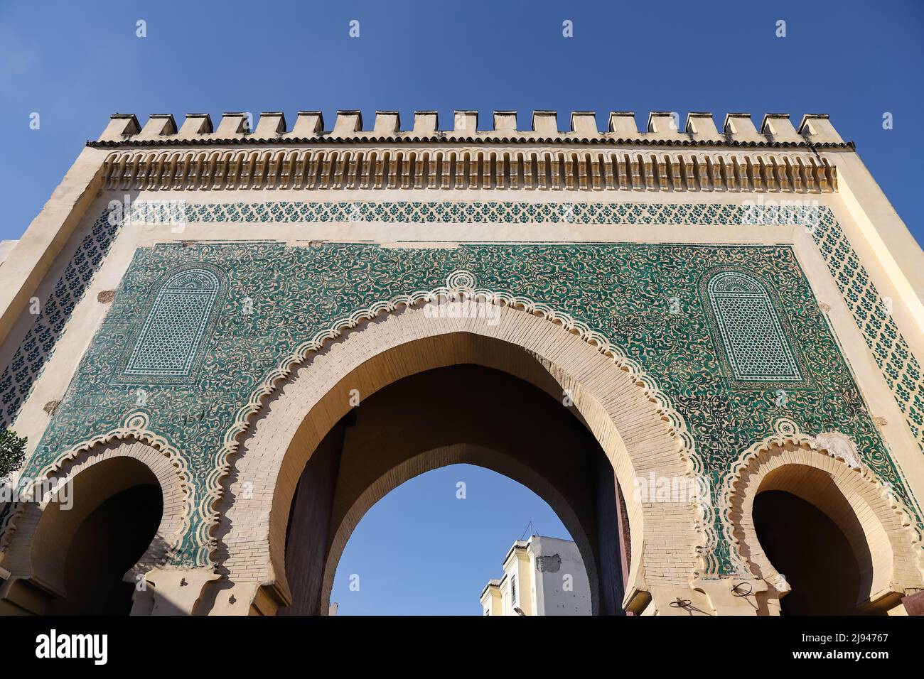 Blue Gate, Bab Bou Jeloud in Fez City, Morocco Stock Photo - Alamy
