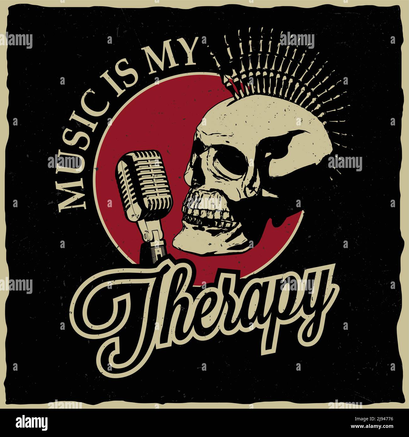 Rock music poster with therapy label design for t-shirts and greeting ...