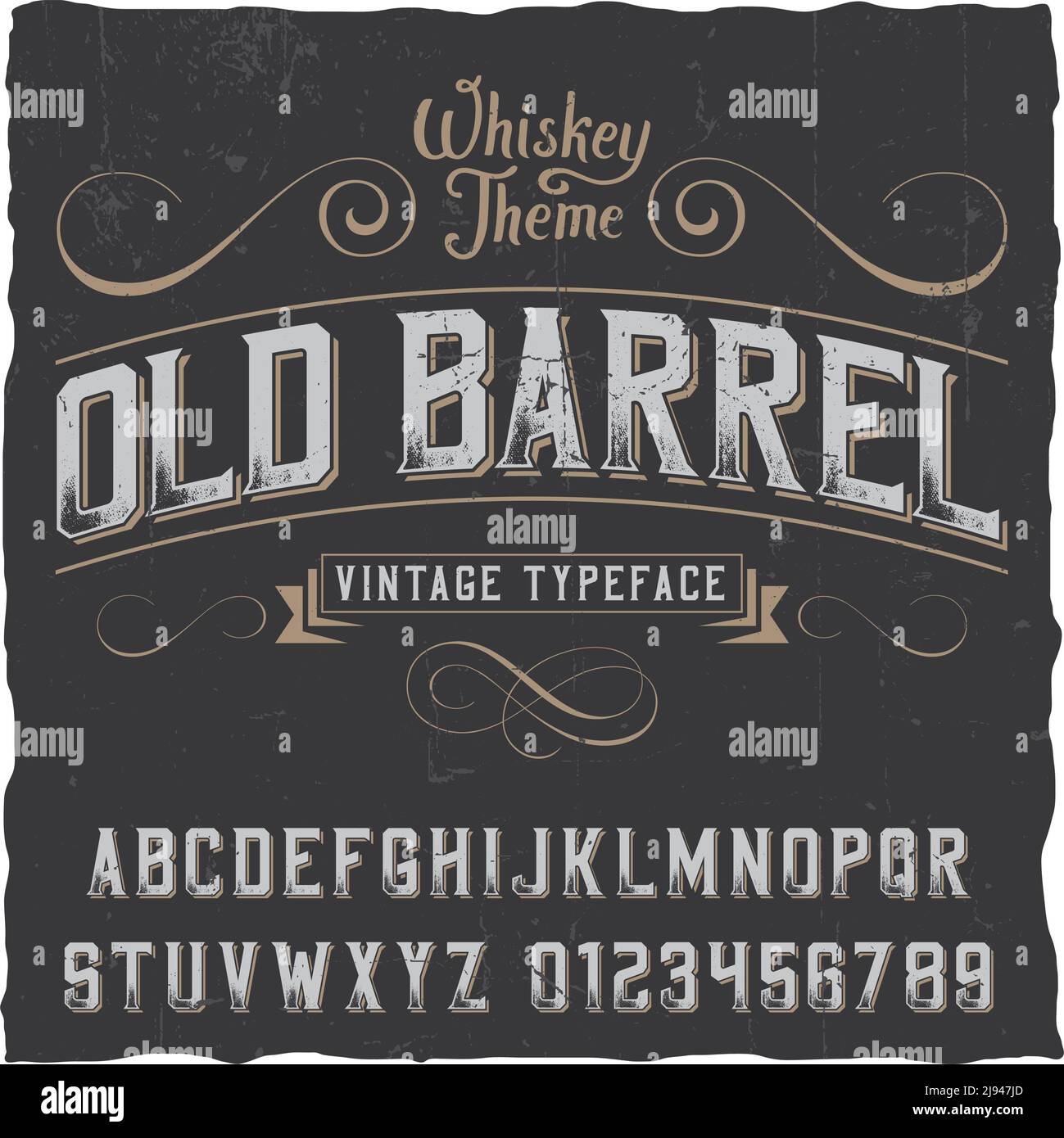 Old barrel poster with decoration and ribbon in vintage style vector ...