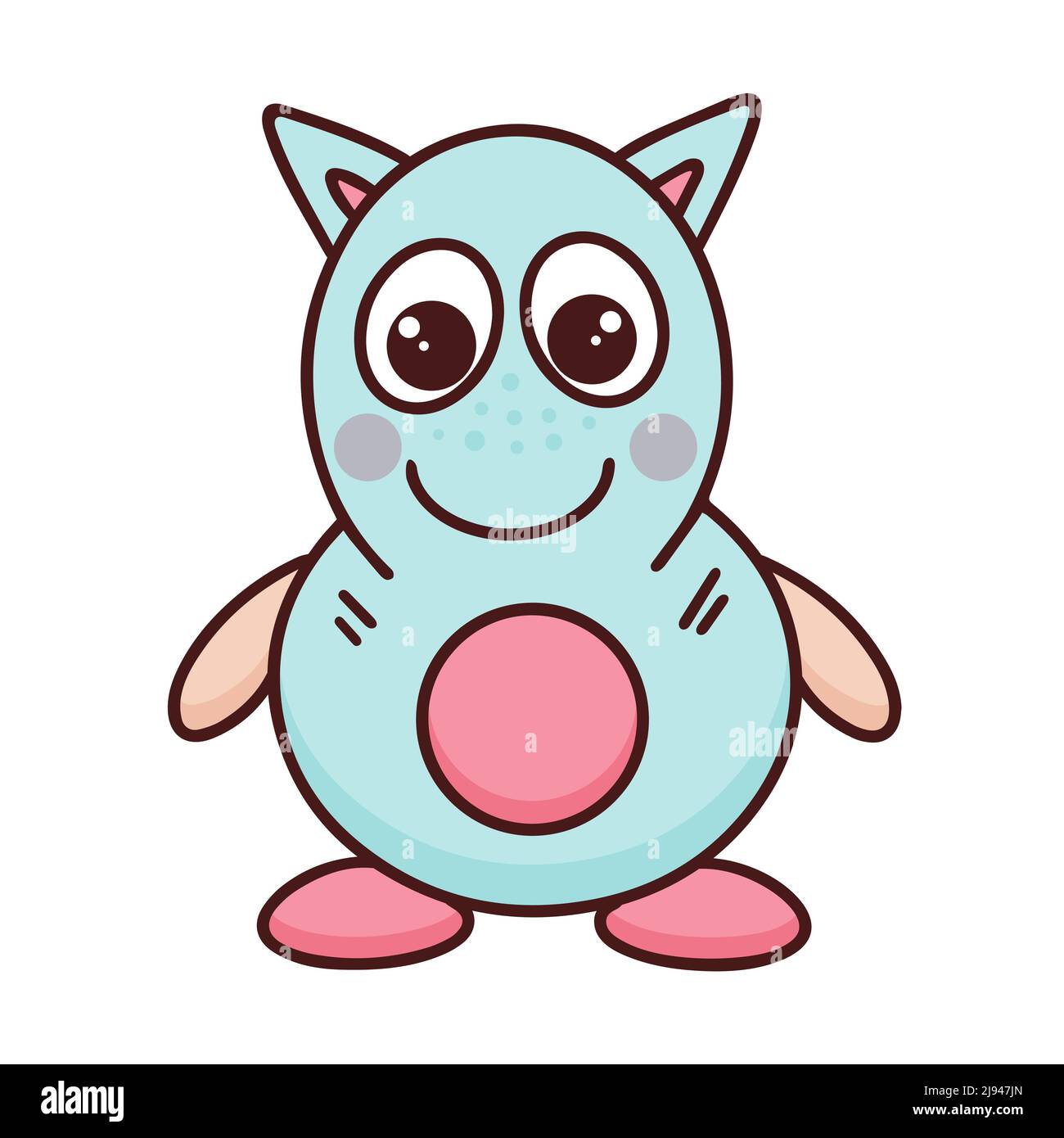 Funny little monster smiling isolated vector illustration Stock Vector ...