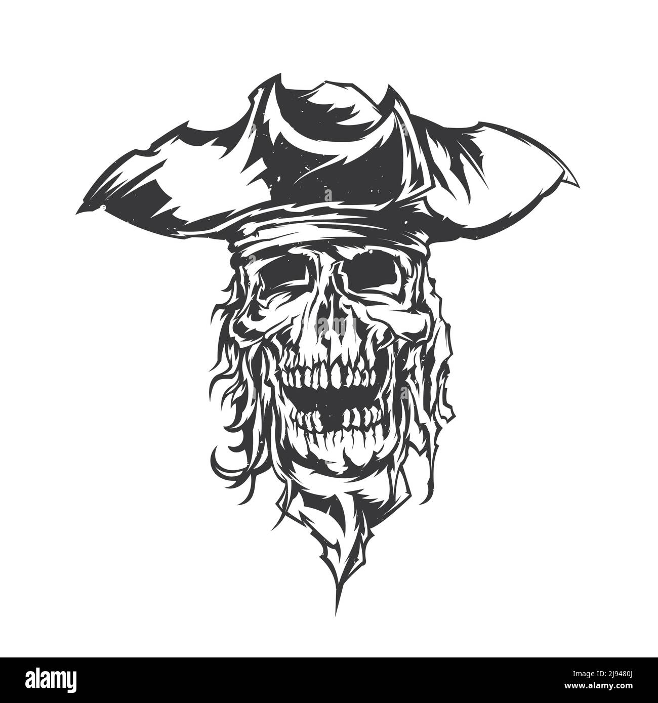 Illustration dead pirate in hat Stock Vector Image & Art - Alamy