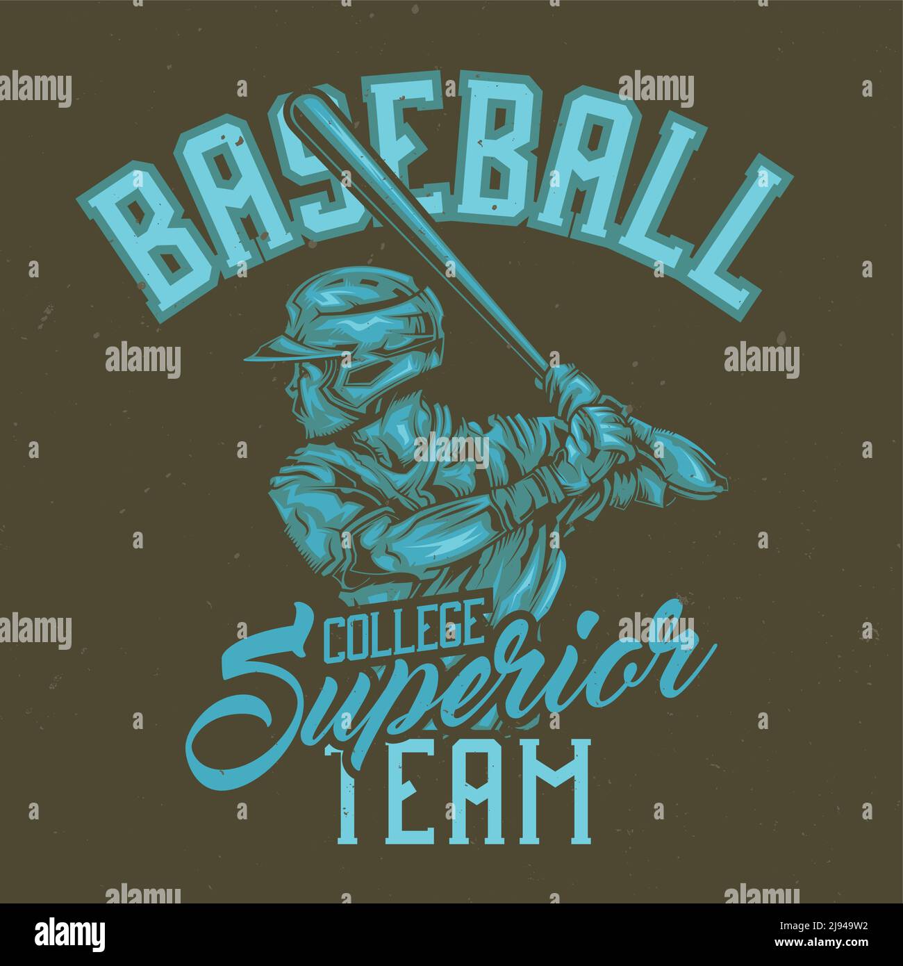 T-shirt or poster design with illustration of baseball player Stock ...