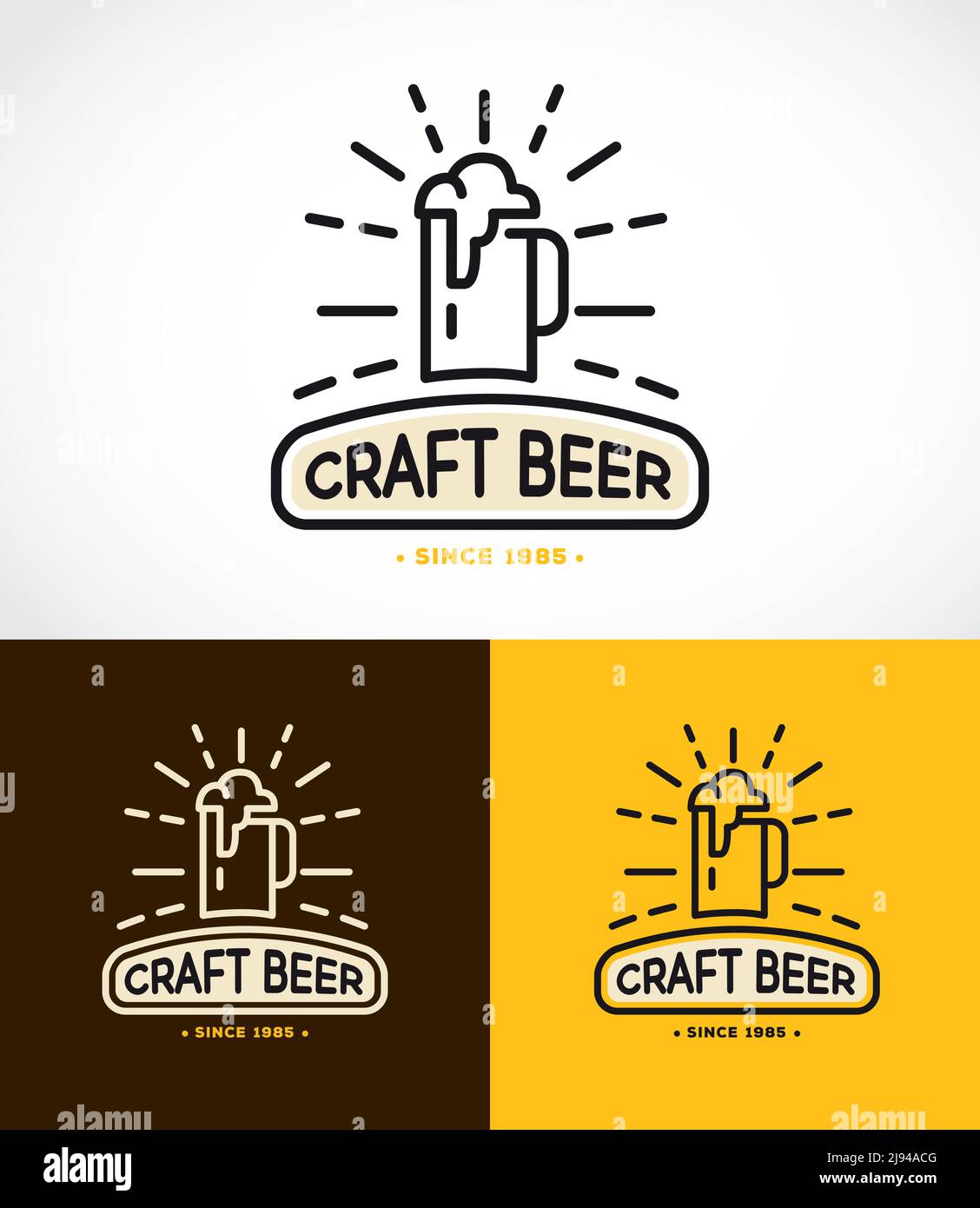 Line graphics monogram template with logos of craft beer, emblems for ...