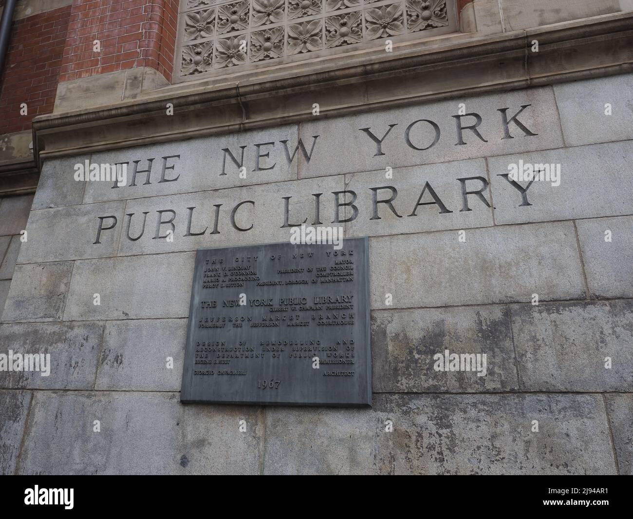 Recognition Plaque of the Jefferson Market Library Stock Photo - Alamy