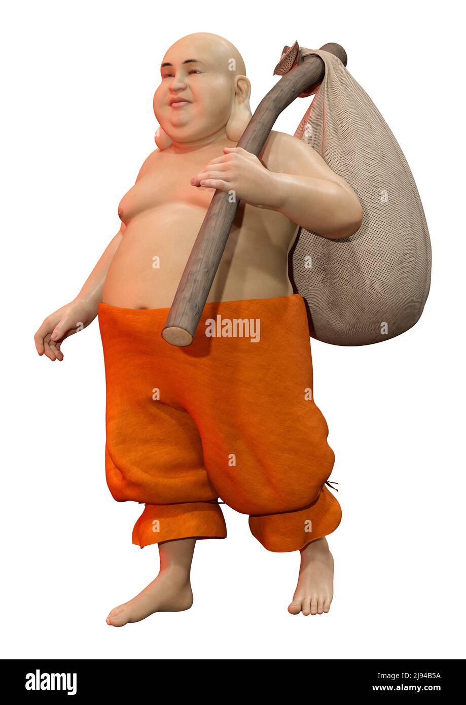 3D rendering of a Budai, a magical being from Asian folklore, isolated ...